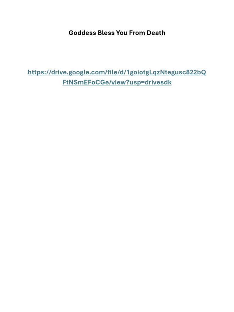 Goddess Bless You From Death | PDF