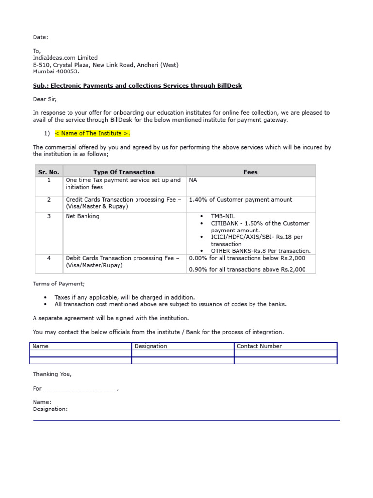 Online Fee Collection via BillDesk | PDF