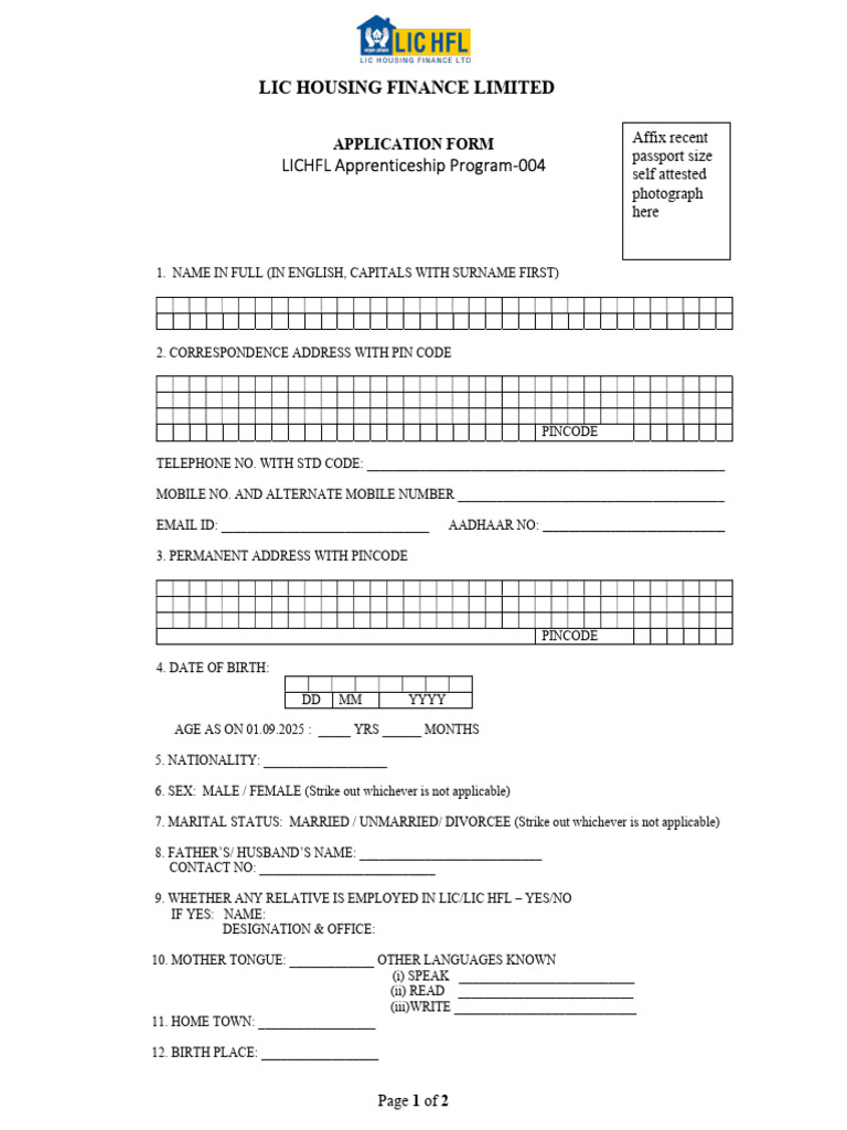 Apprentices - Application Form 004 | PDF