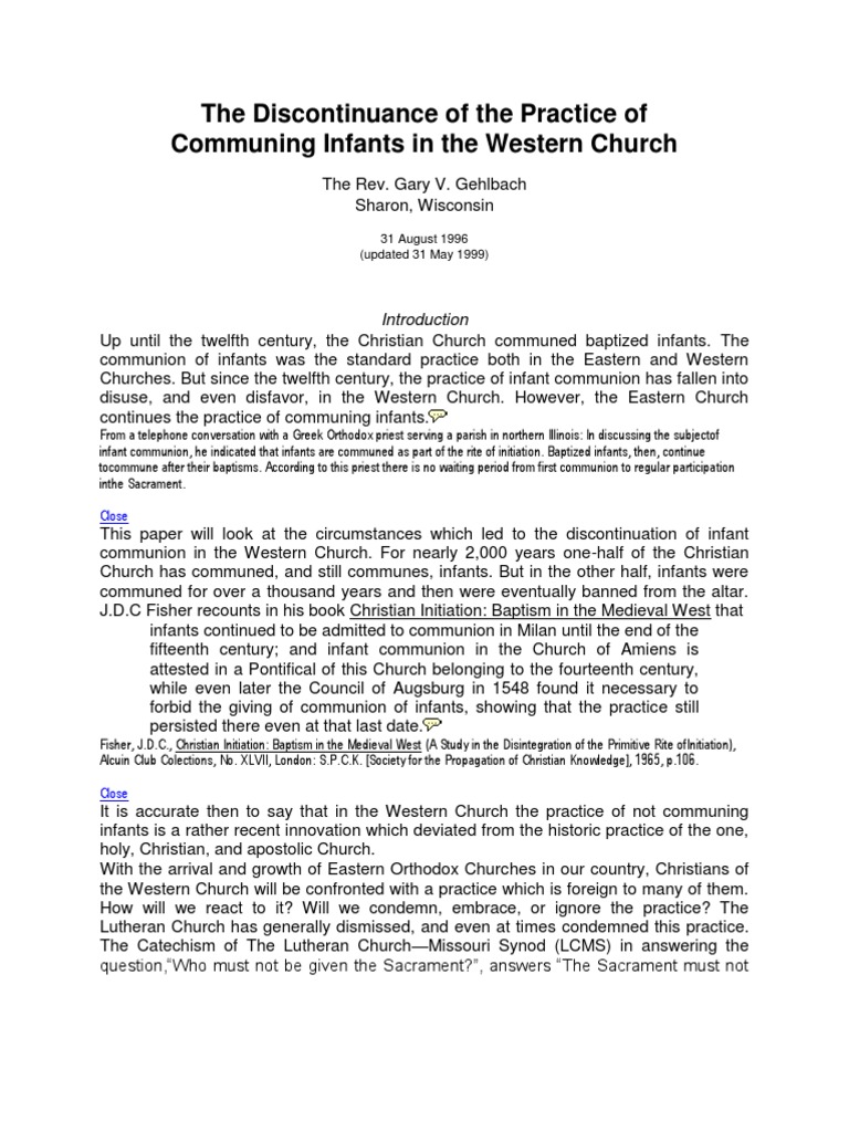The Discontinuance of The Practice of | PDF | Baptism | Eucharist