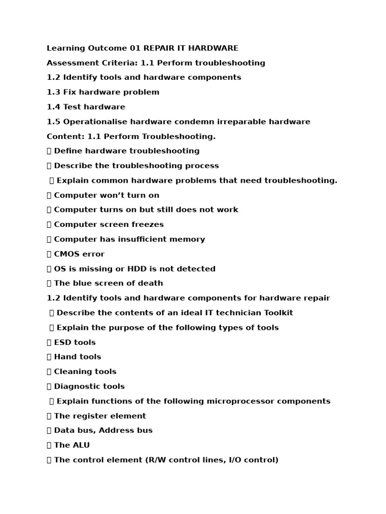 IT Hardware Repair and Maintenance Guide | PDF | Backup | Bios