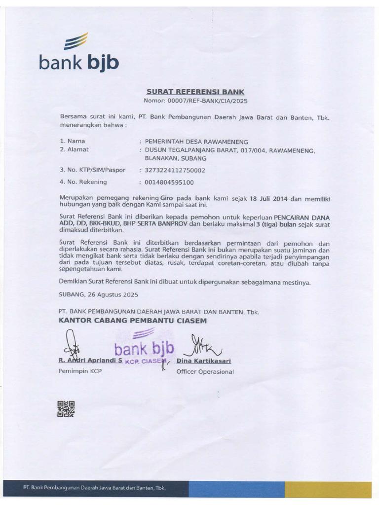 Surat Referensi BJB | PDF