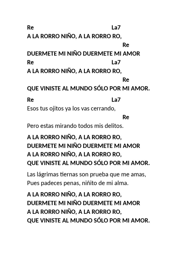 Letra de "A la Rorro Niño" | PDF | Amor