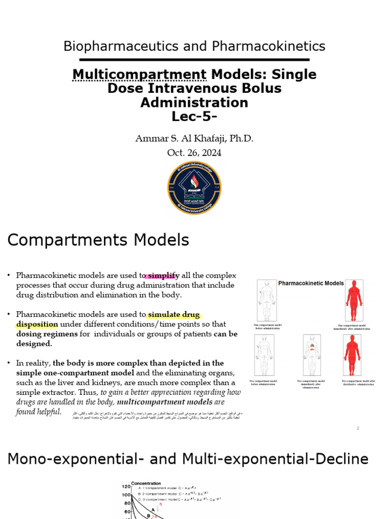 5-Lec 5 - IV Bolus Multicompartment - Fall 24 - ASAAK | PDF ...