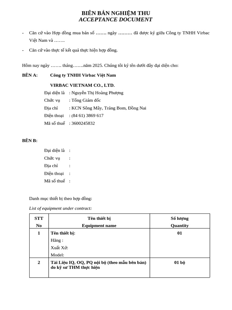 Biên Bản Nghiệm Thu- Thm | PDF