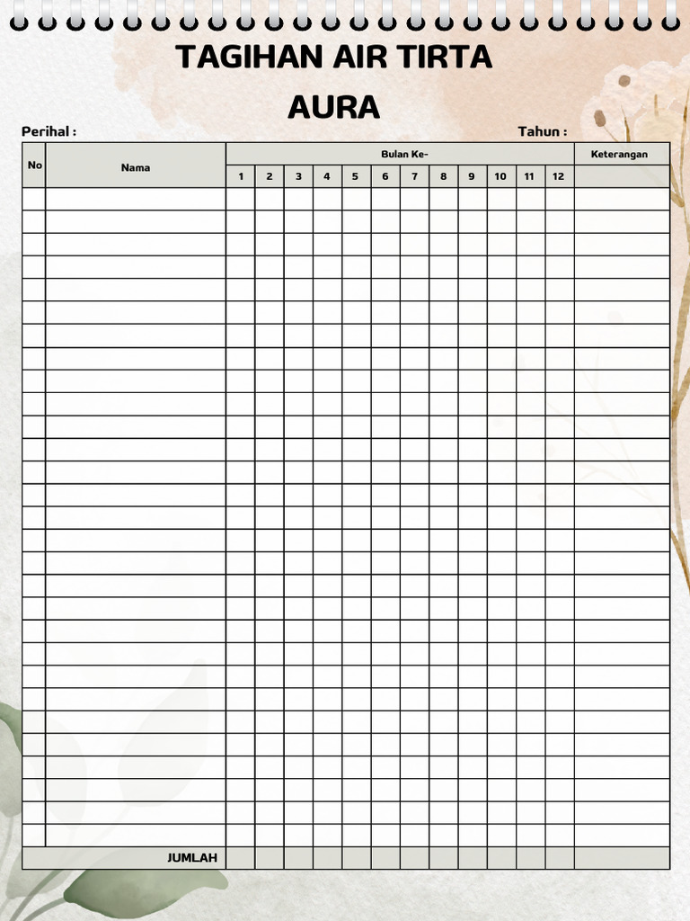 Hijau Krem Cat Air Tabel Tagihan Bulanan Dokumen A4 - 20250930 - 201436 - 0000 | PDF