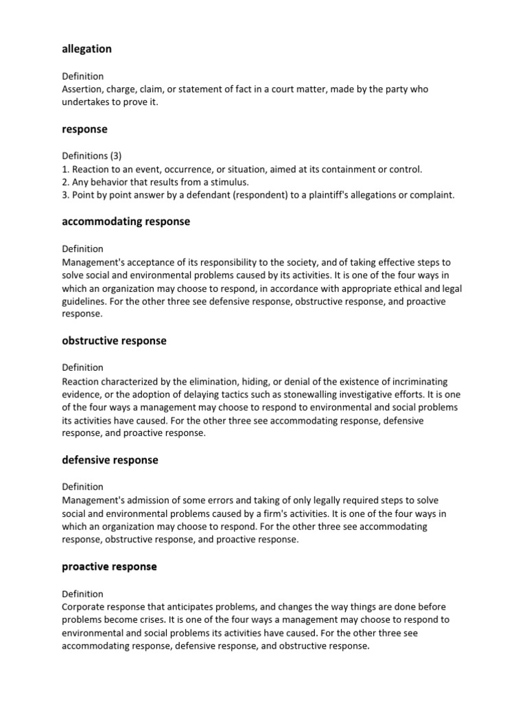 Types of Organizational Responses | PDF