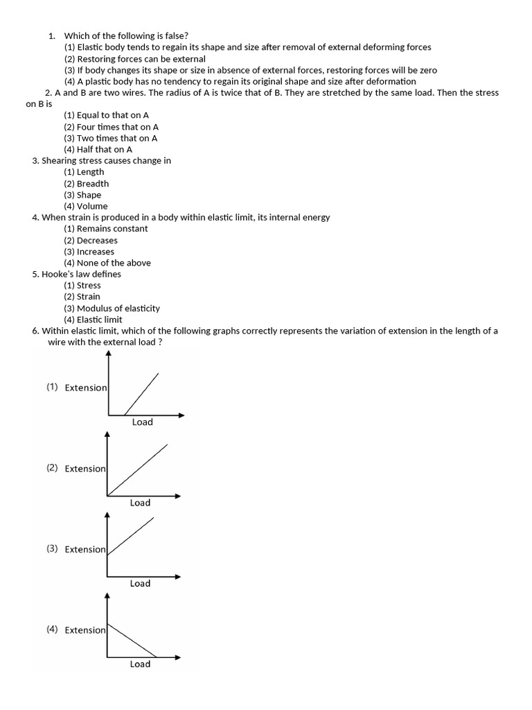 Elasticity Concepts and Calculations | PDF | Elasticity (Physics ...