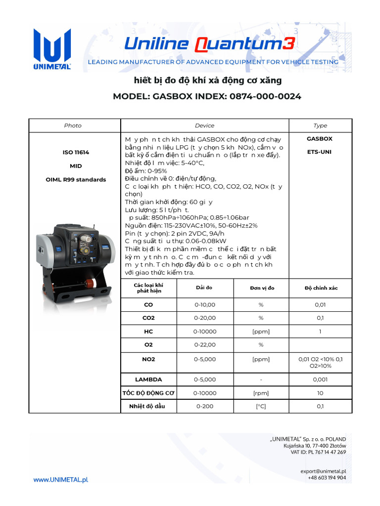 Unimetal Gasbox Opabox Rc3 Leaflet | PDF