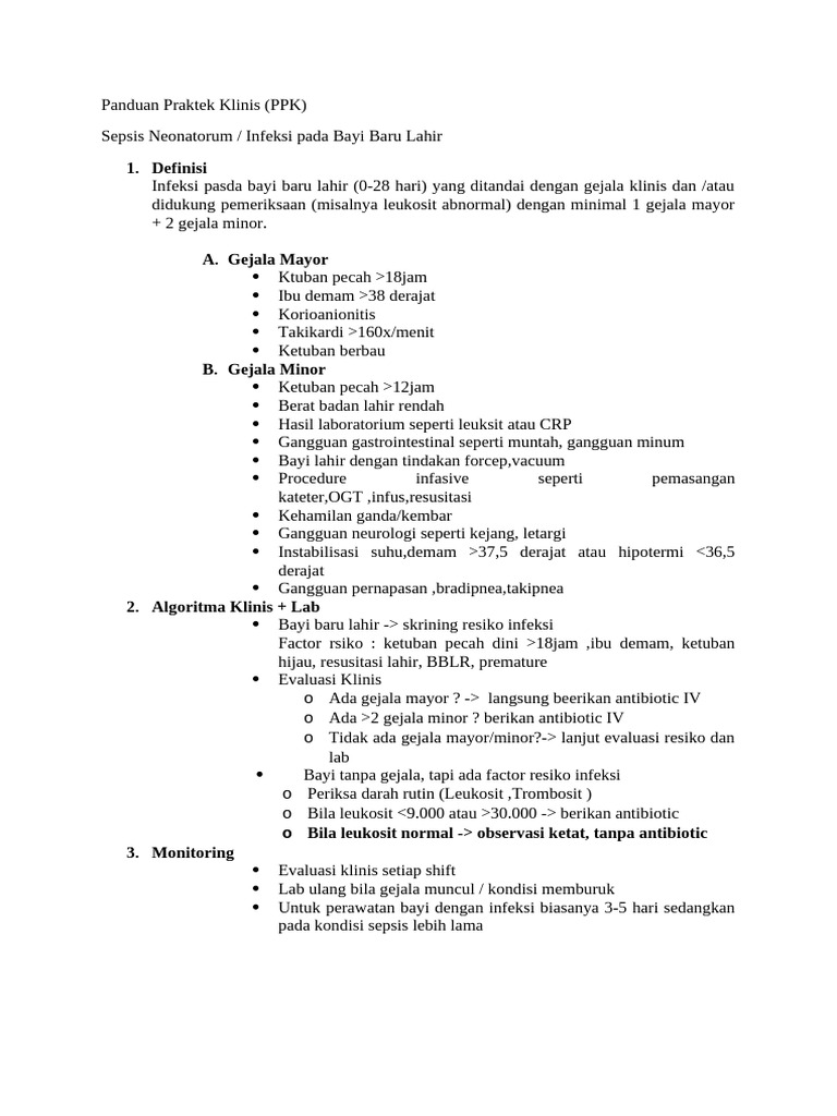 Panduan Sepsis Neonatorum Bayi Baru Lahir | PDF