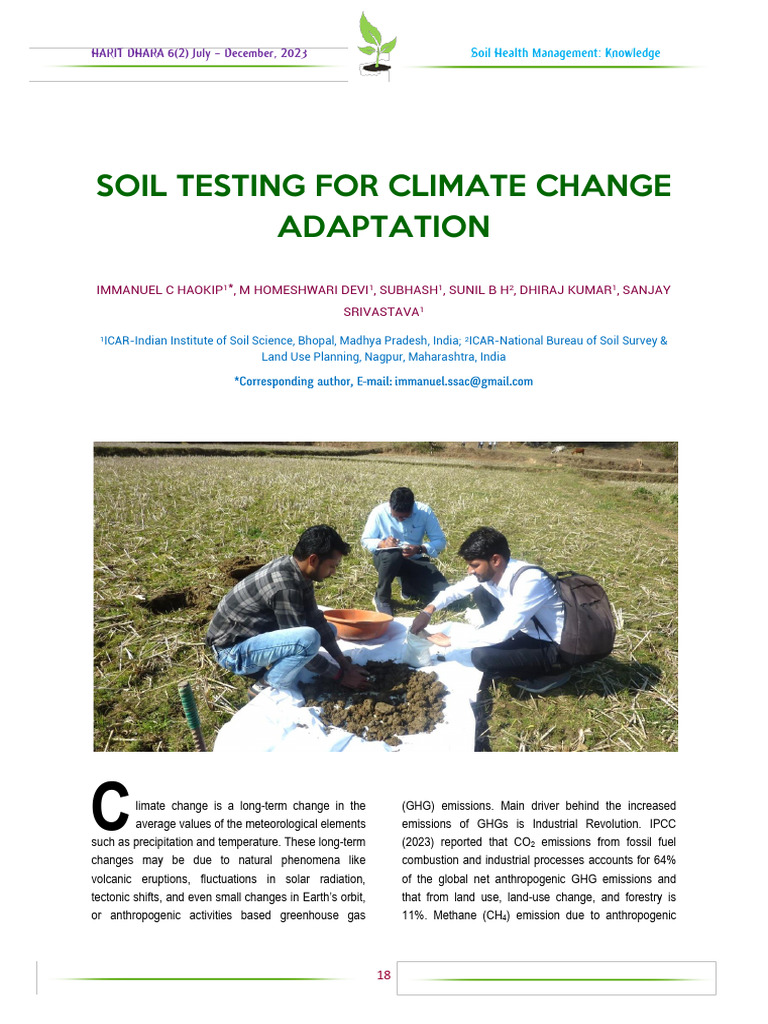 Soil Testing For Climate Change Adaptation | PDF | Climate Change ...