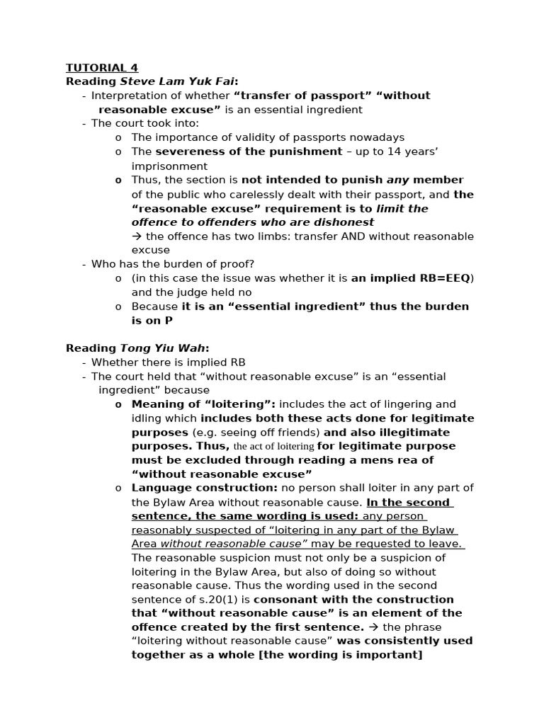 副本TUTORIAL 4 | PDF | Mens Rea | Burden Of Proof (Law)