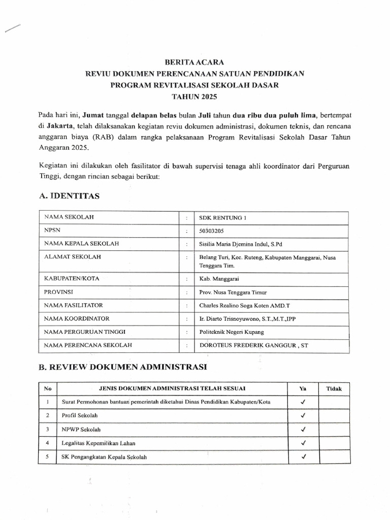 Berita Acara Reviu Dokumen | PDF