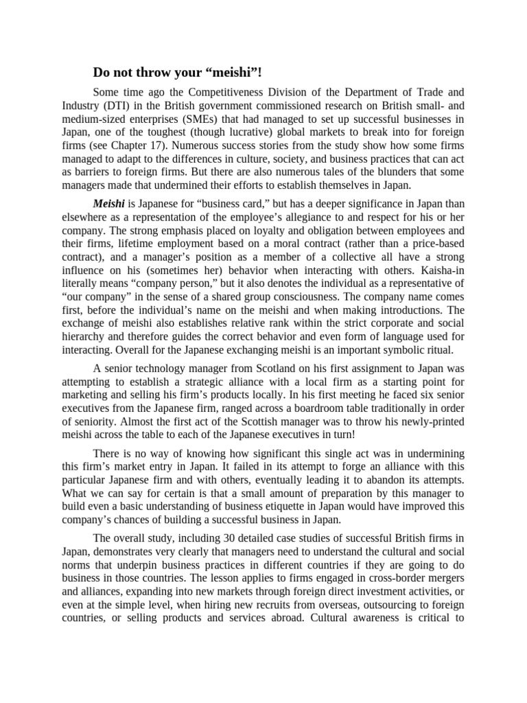 Cultural Insights for SMEs in Japan | PDF | Social Psychology | Business