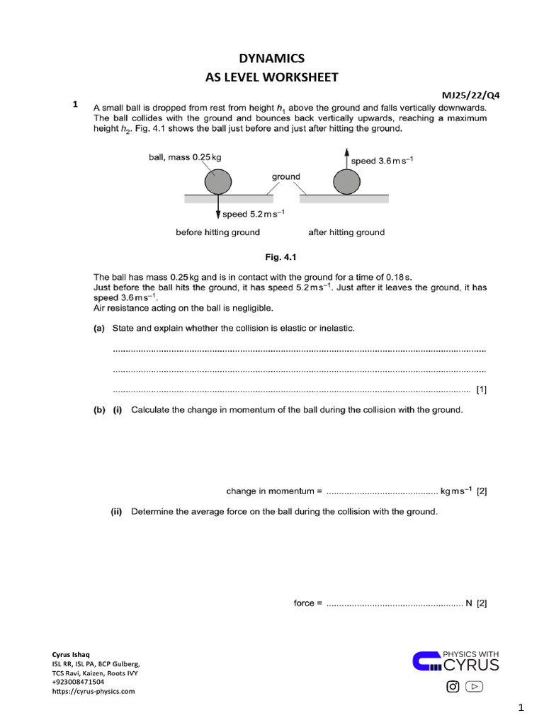 Physics Worksheet-Dynamics-Updated-Worksheet | PDF