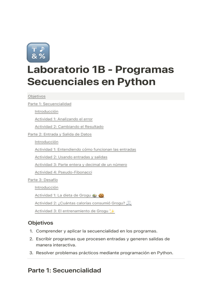 Laboratorio 1B - Programas Secuenciales en Python | PDF | Programa de computadora | Programación