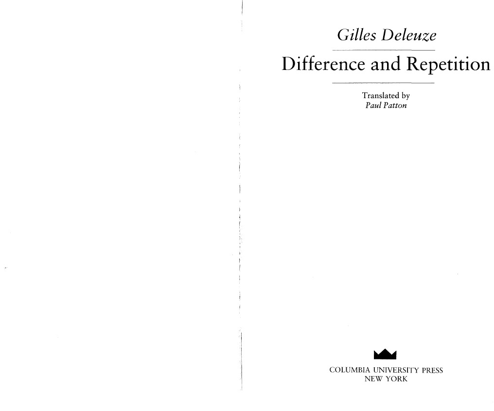 Gilles Deleuze Difference and Repetition | PDF