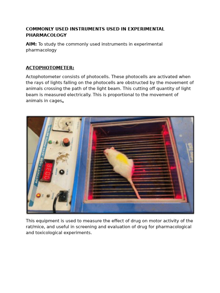Instruments in Experimental Pharmacology | PDF