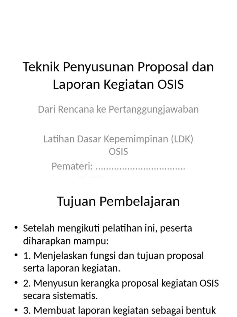 Panduan Proposal dan Laporan Kegiatan OSIS | PDF