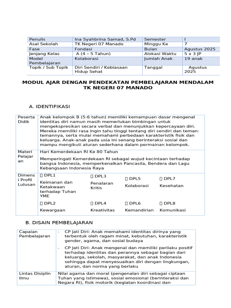 Modul Ajar Kelompok A | PDF