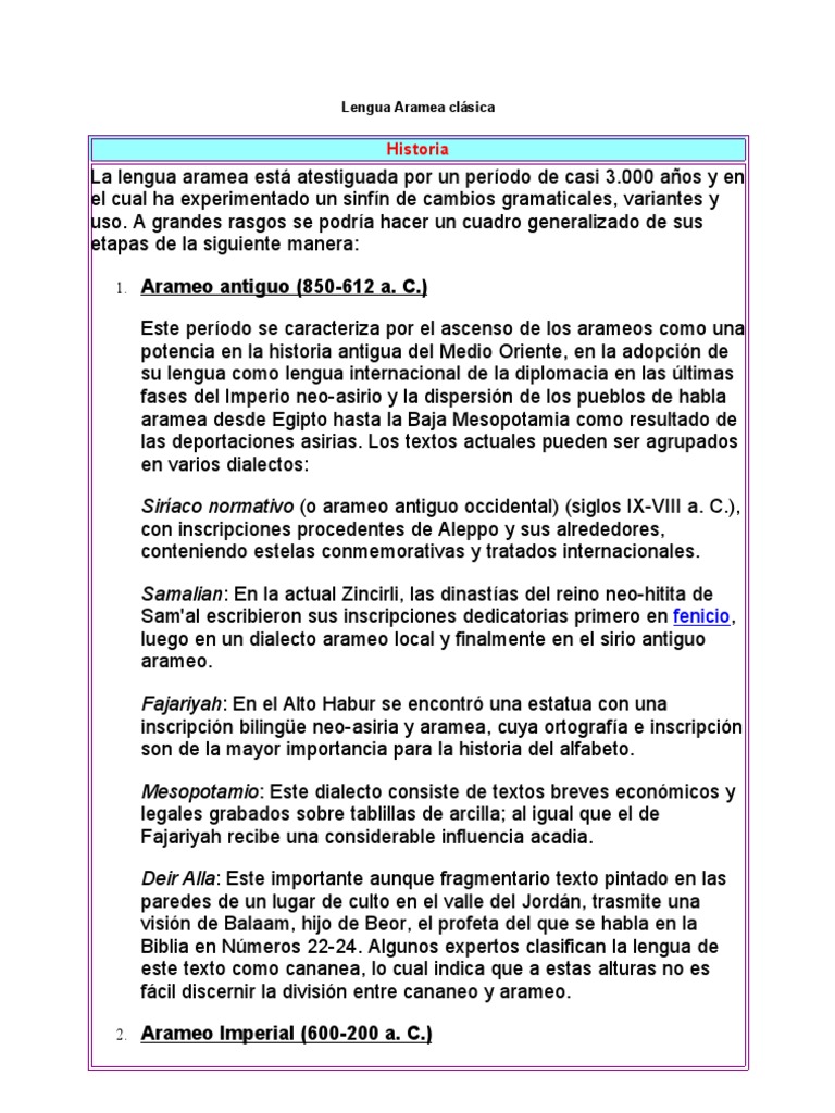 Historia de la lengua aramea clásica | PDF | Religión y creencia | Biblia