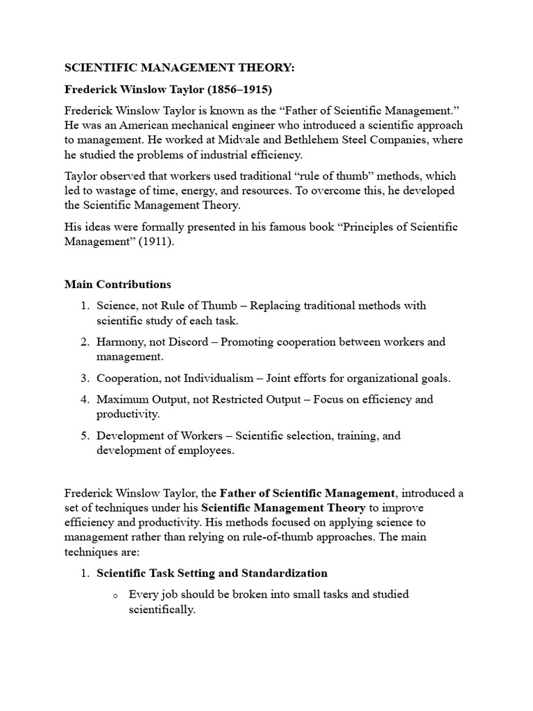 Scientific Management and 14 Principles | PDF | Business | Economies