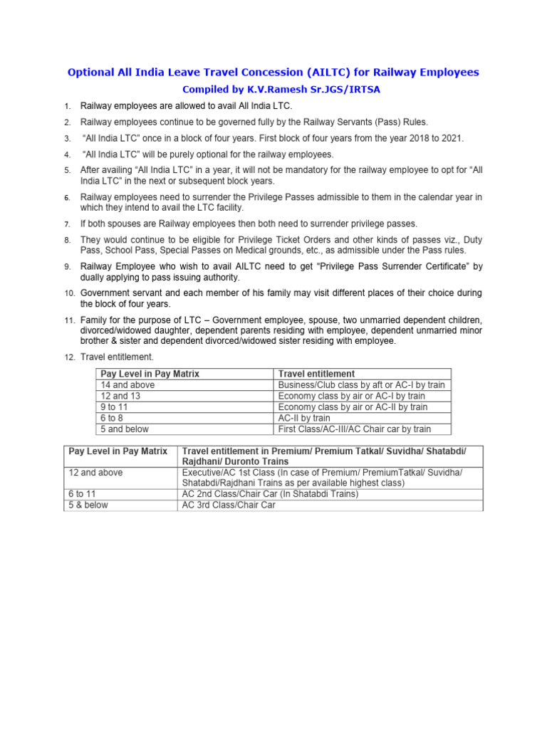 All India LTC Guidelines for Railway Employees | PDF | Chess Openings ...