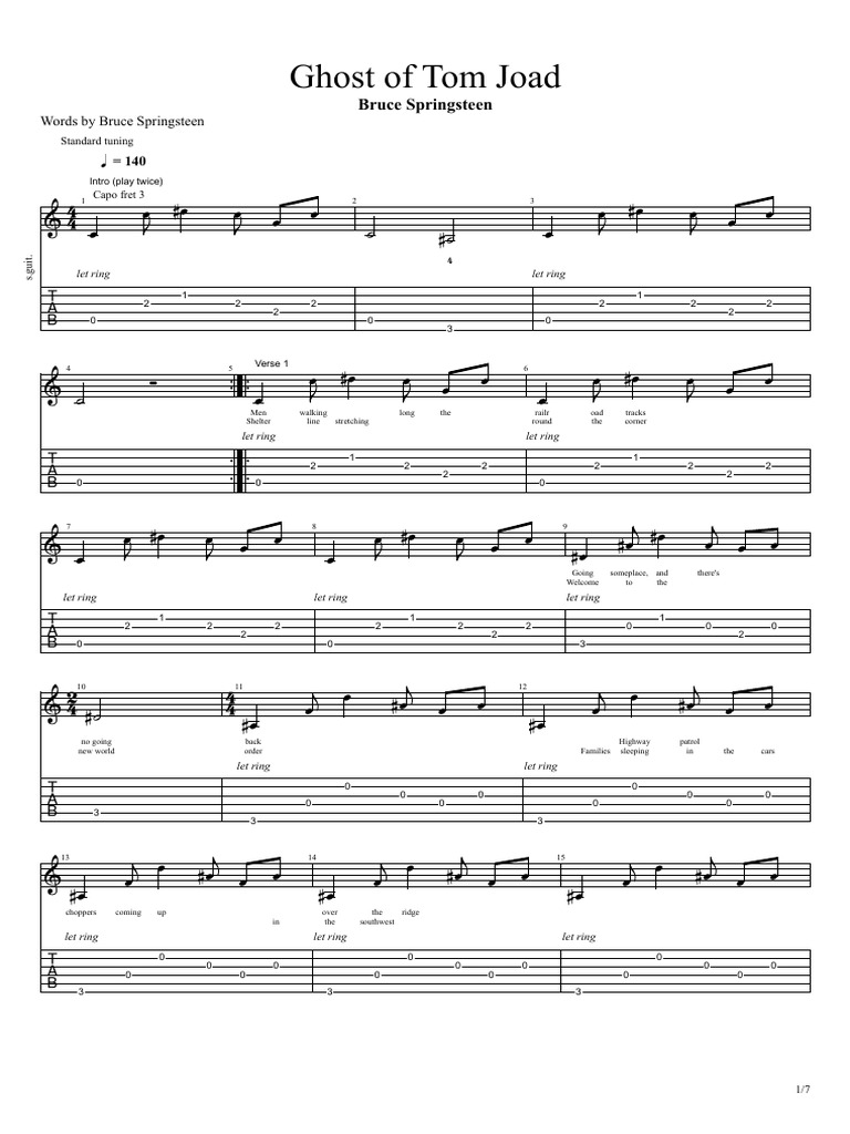 Ghost of Tom Joad Chords Guide | PDF | Bruce Springsteen