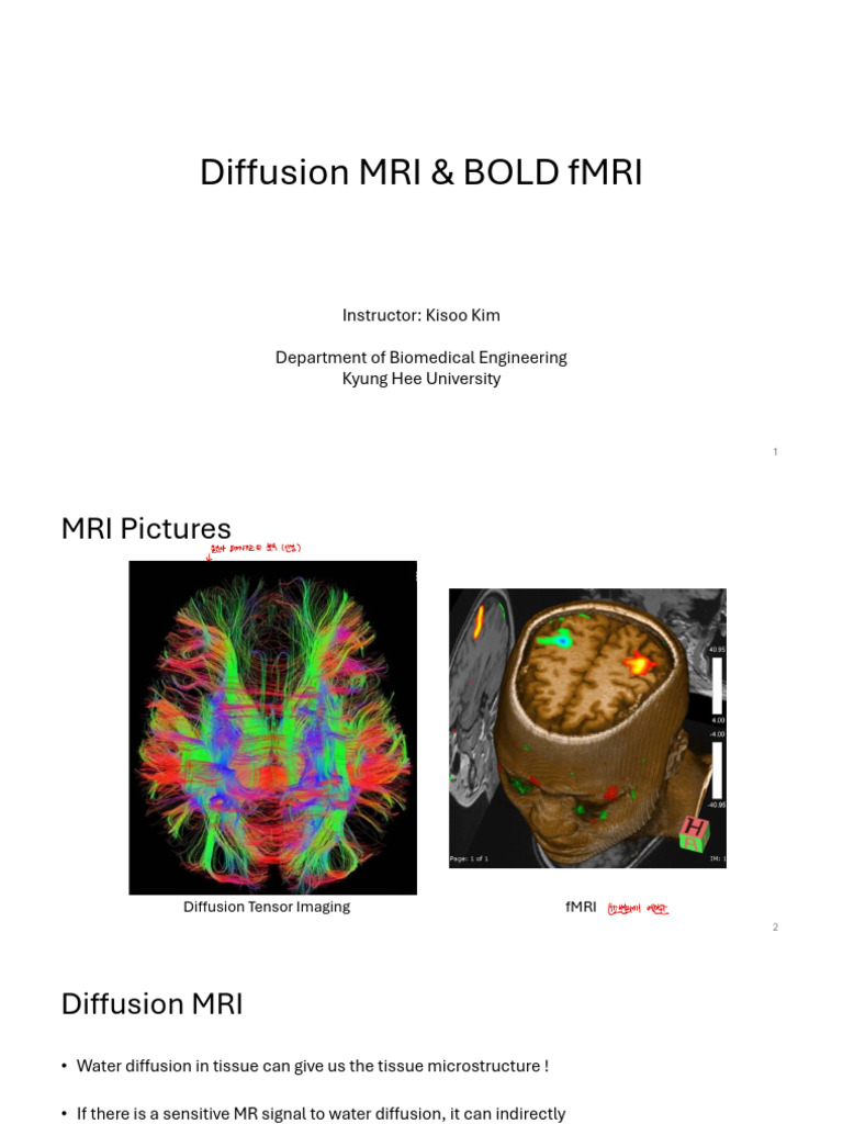 Diffusion MRI and BOLD fMRI Overview | PDF | Magnetic Resonance Imaging ...