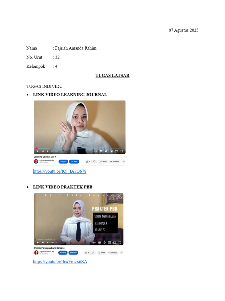 32 - Fajriah Amanda Rahim - Tugas Latsar - 08 Agustus 2025 | PDF