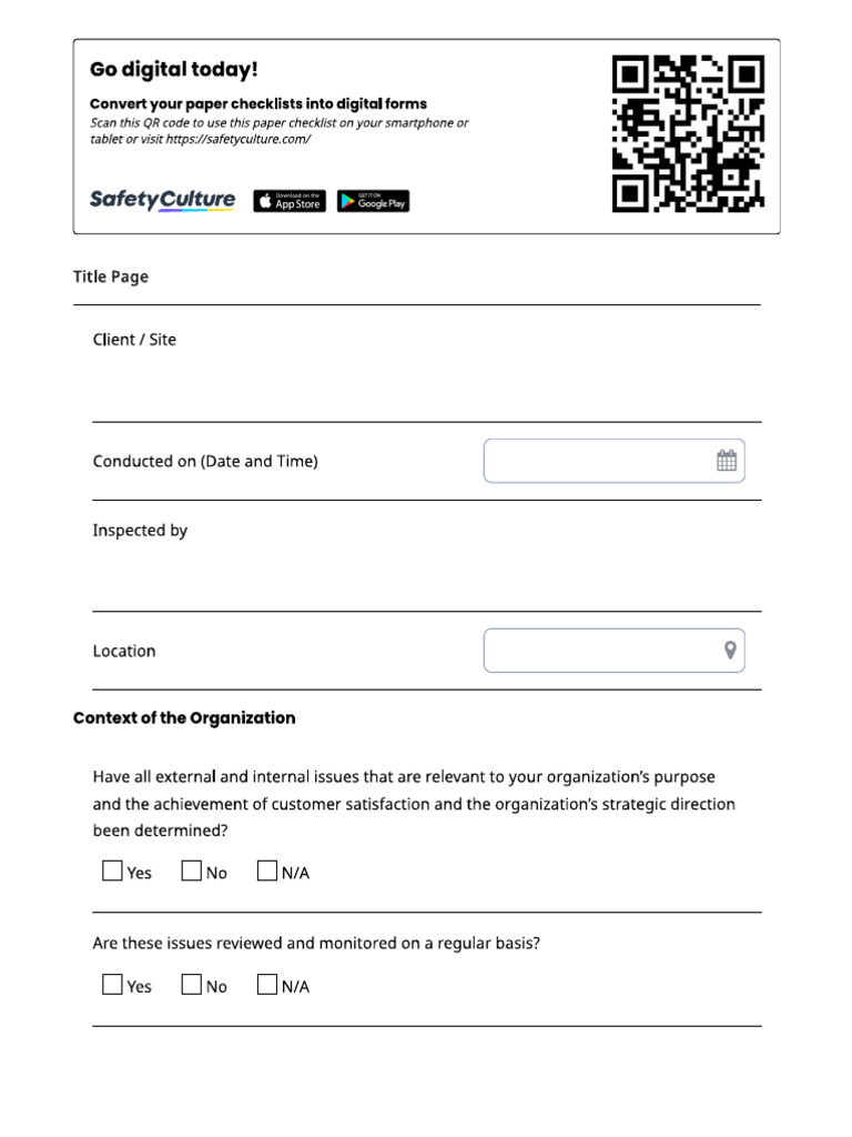 Sample ISO 9001 Checklist | PDF