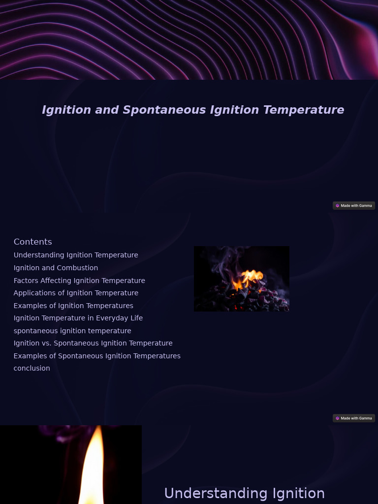 Ignition and Spontaneous Ignition Temperature | PDF | Combustion | Fires
