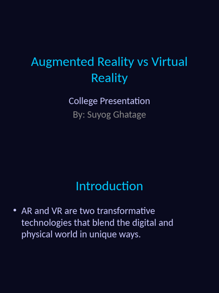 AR vs VR: Key Differences & Applications | PDF