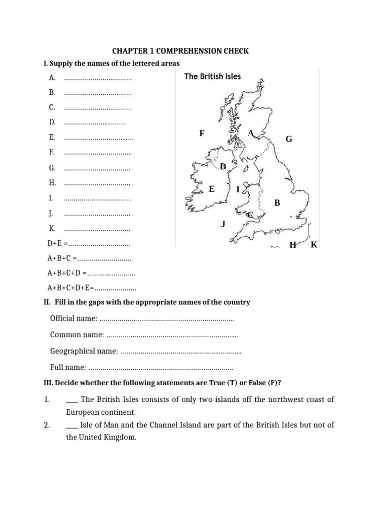 Chapter 1 Comprehension Check | PDF | United Kingdom | British Isles