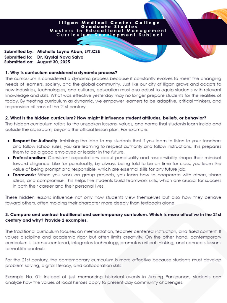 Asynchronous Activity - August 30 | PDF | Curriculum | Intelligence