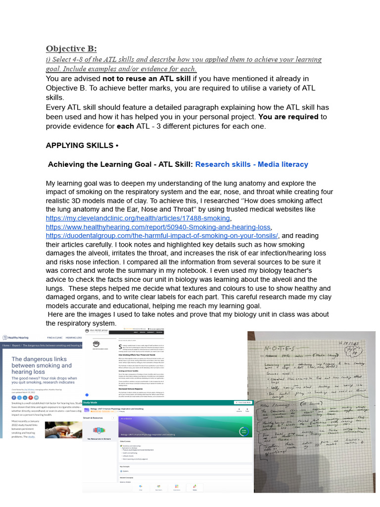 Objective B MYP PERSONAL PROJECT LEVEL SEVEN | PDF | Creativity | Thought