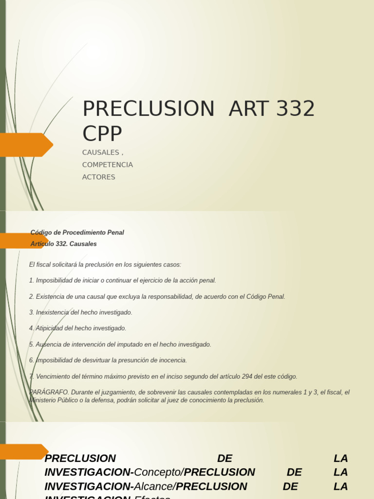 Causales de Preclusión en el CPP | PDF | Fiscal | Derecho penal