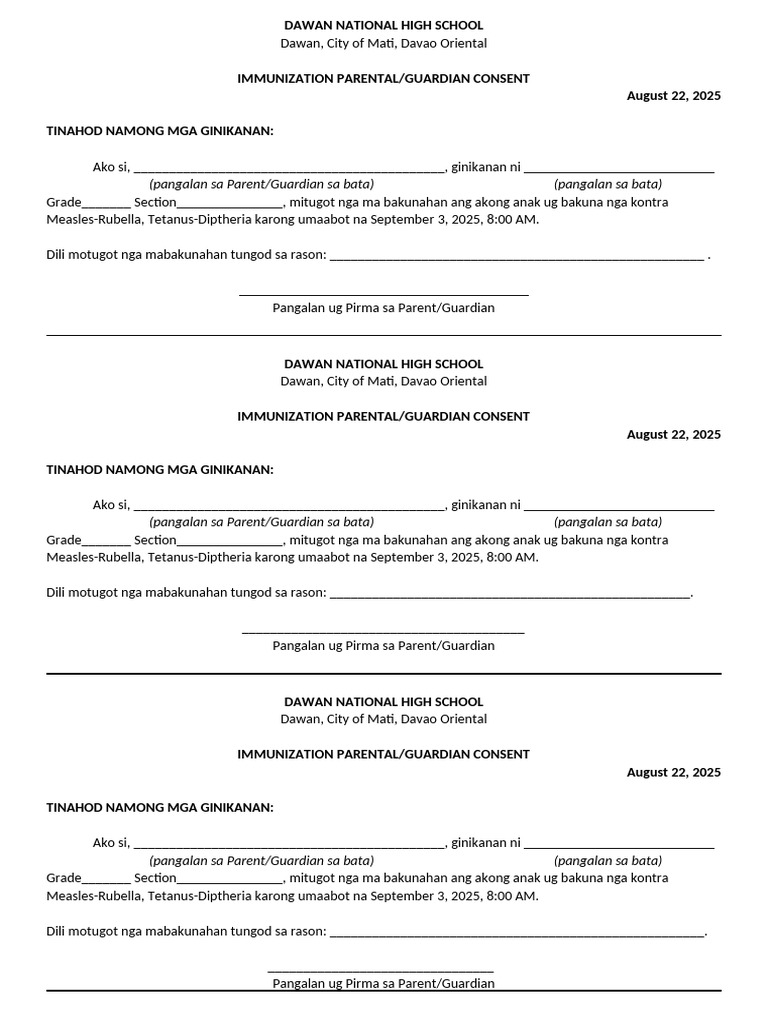 Consent Deworming | PDF