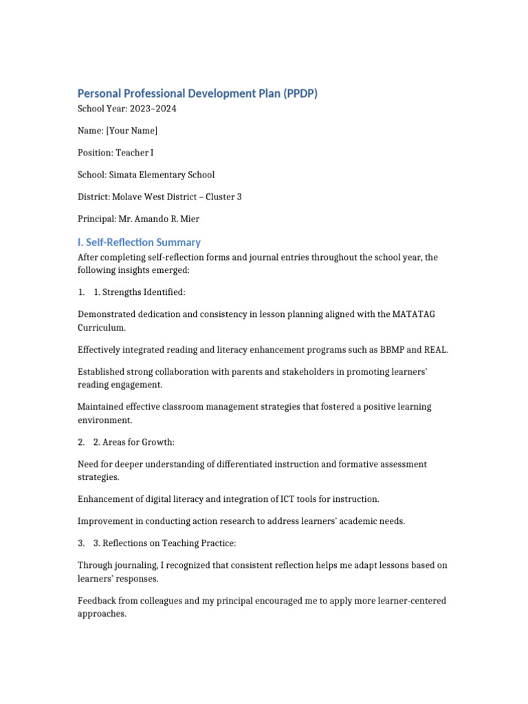 2023-2024 Teacher Development Plan | PDF | Educational Technology ...
