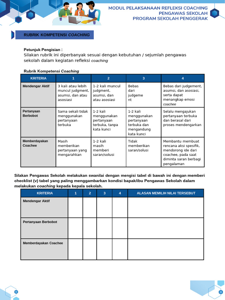 Rubrik Refleksi Coaching Utk Ps | PDF