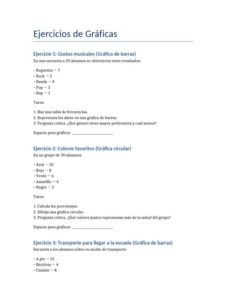 Ejercicios de Gráficas para Estudiantes | PDF