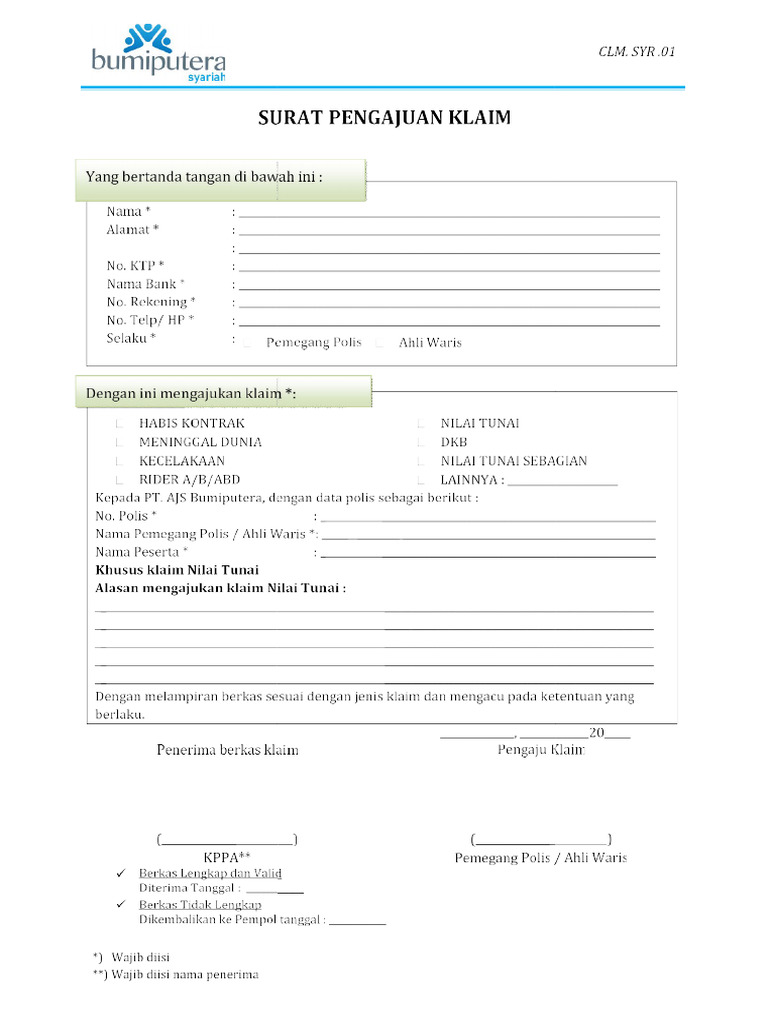 Form Klaim Dkbhkntpnts | PDF