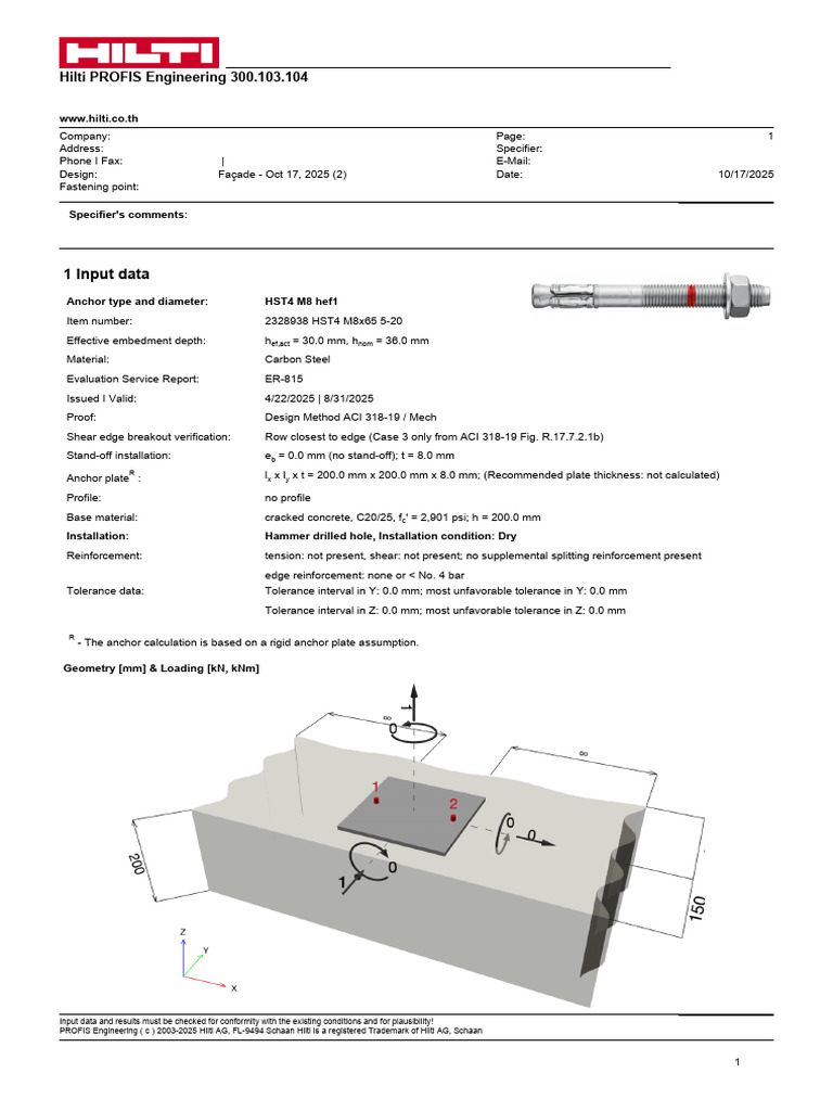 Hilti Profis Engineering Anchor Design Pdf Building Materials 1428