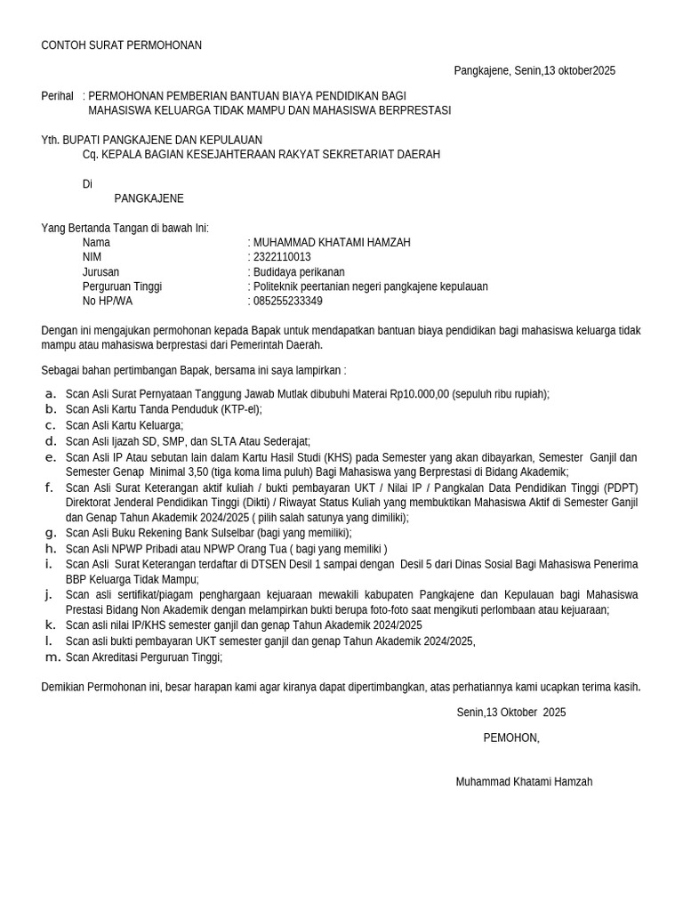 Contoh Surat Permohonan BBP Kab Pangkep 2025 | PDF