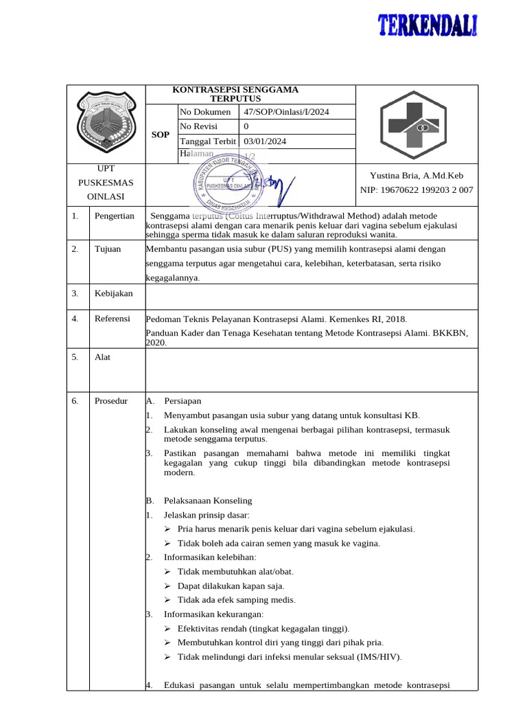 Sop KB Senggama Terputus | PDF