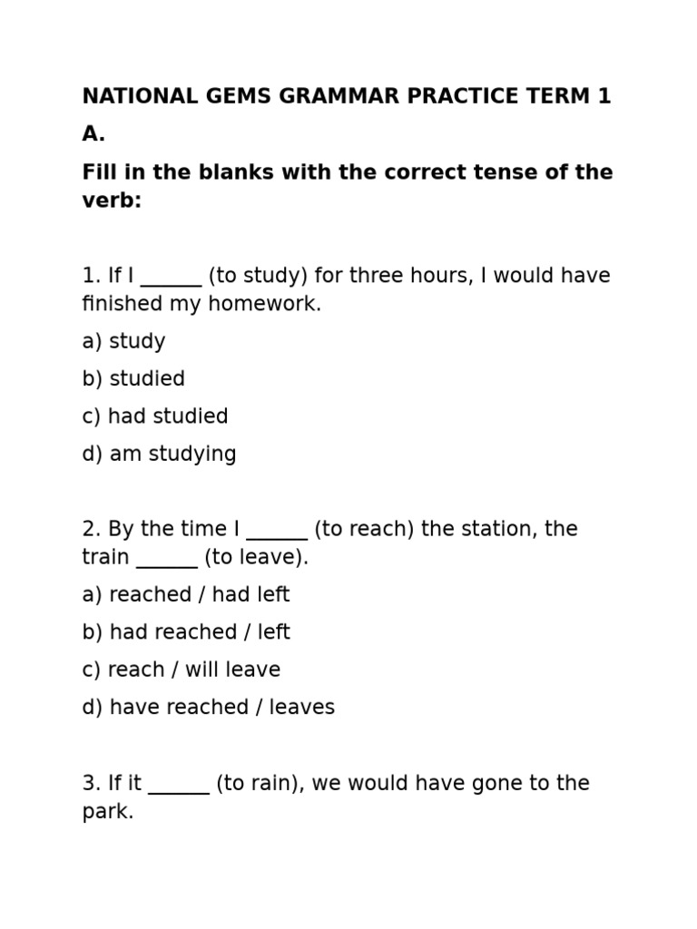 National Gems Grammar Practice | PDF