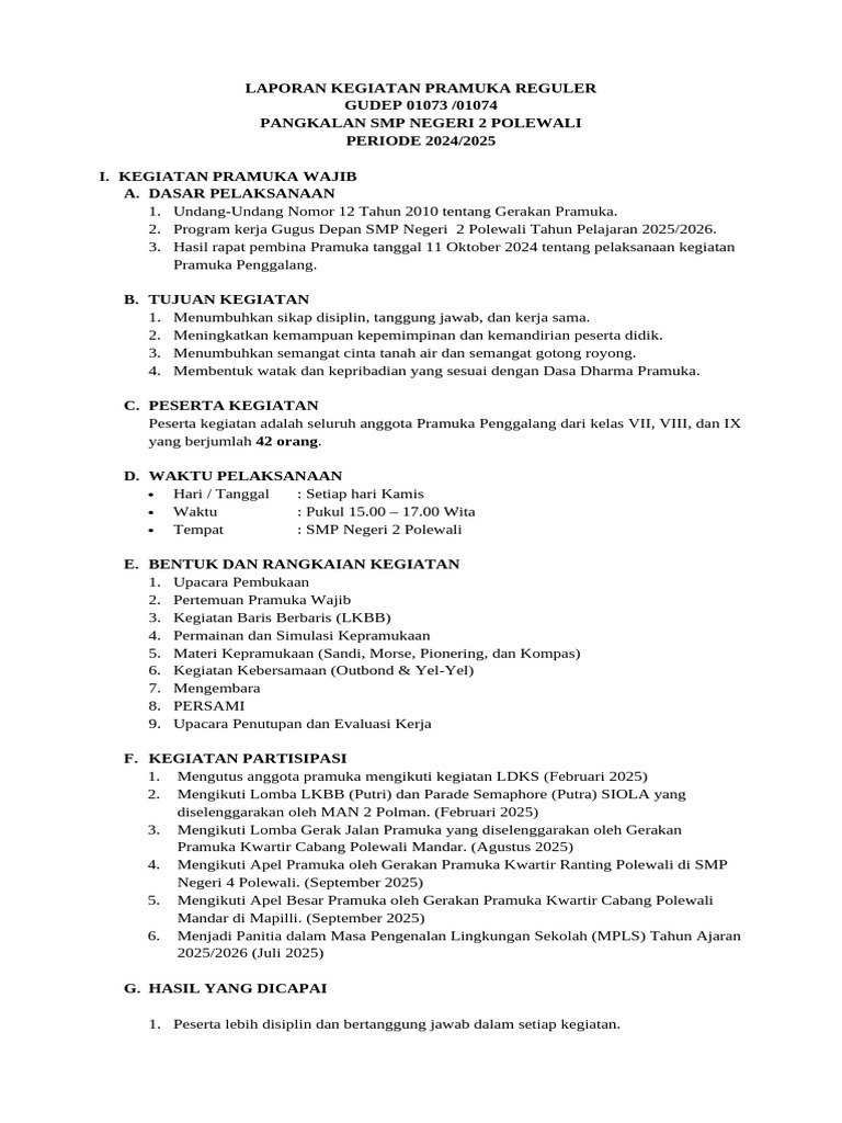 Nomor Gudep Pramuka SMP 2 Polewali | PDF