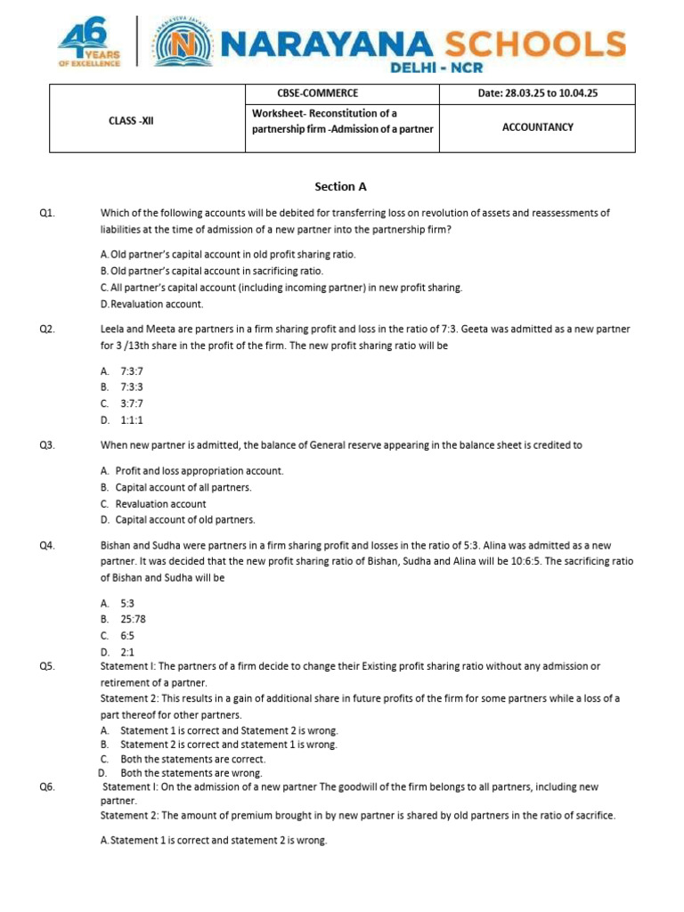 Partnership Reconstitution Worksheet | PDF | Goodwill (Accounting ...