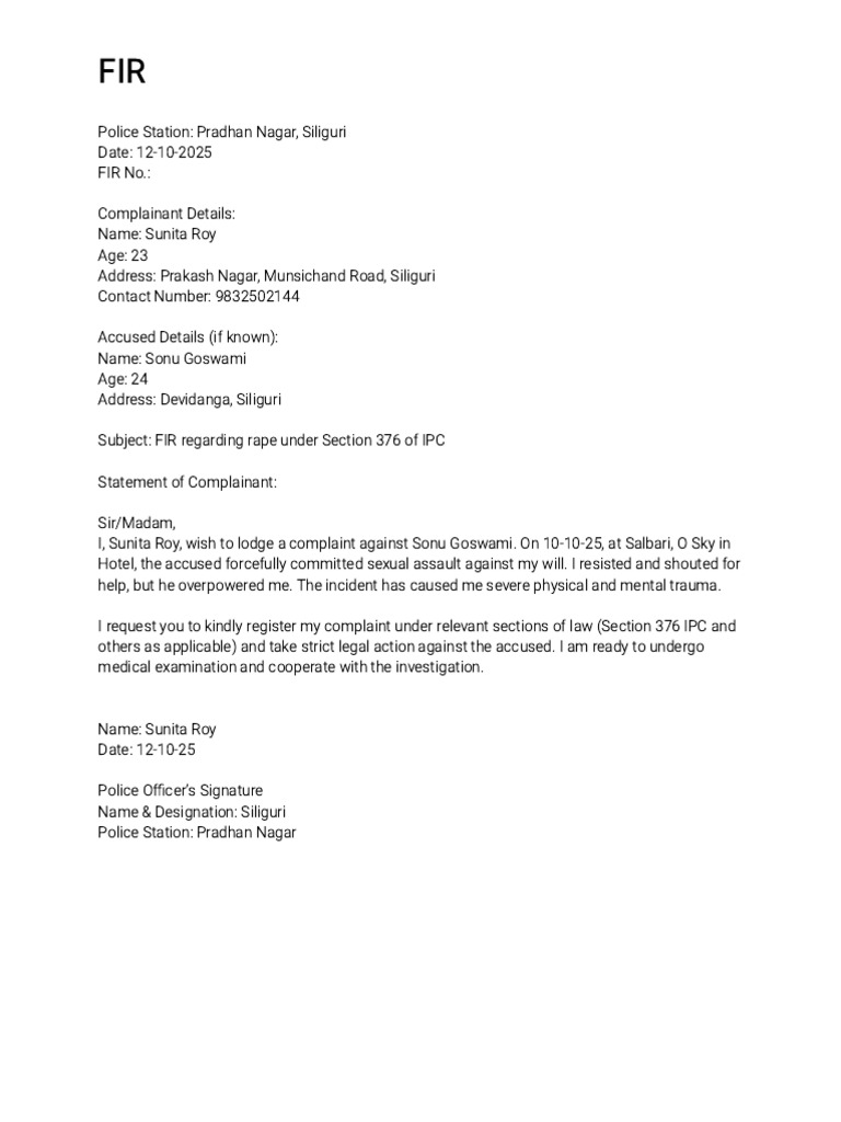 Fir Registration | PDF