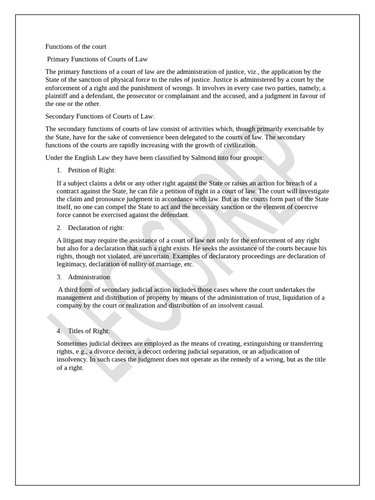 Court Functions in Jurisprudence | PDF